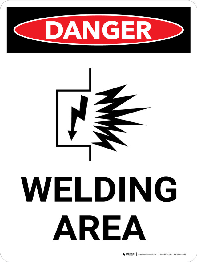 Danger: Welding Area Portrait with Graphic - Wall Sign