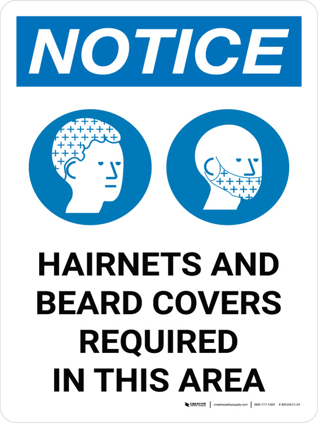 Notice: Hairnets Beard Covers Required in This Area Portrait with Icon ...