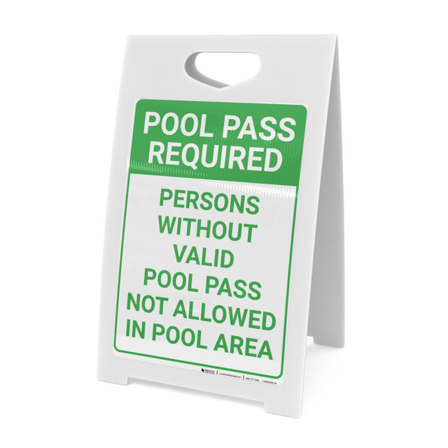 Pool Pass Required Portrait - A-Frame Sign