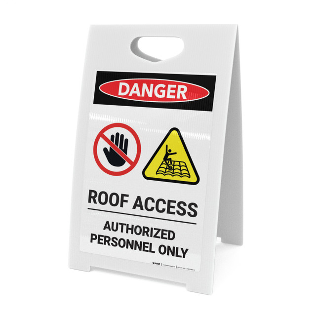 Danger: Roof Access Authorized Personnel Only with Icons Portrait - A ...