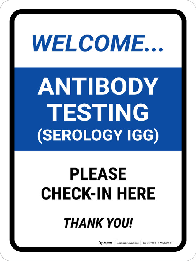 Covid-19 Antibody Testing Serology Blue Portrait - Wall Sign