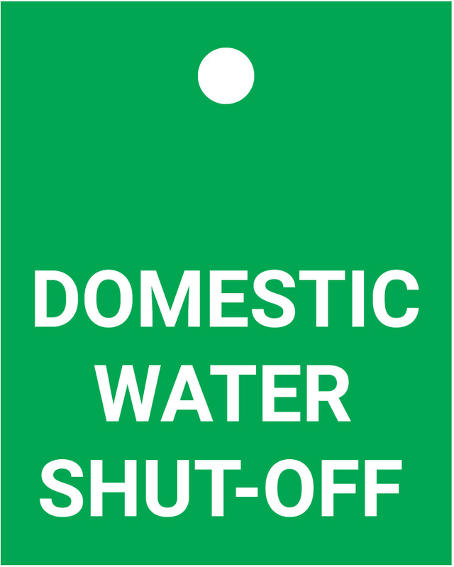 Domestic Water Shut-Off - Valve Tag | Creative Safety Supply