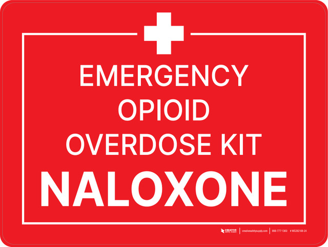 Emergency Opioid Overdose Kit Naloxone Landscape - Wall Sign