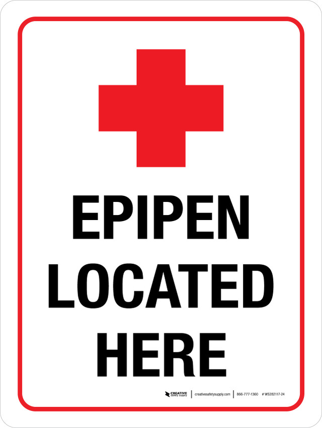 Epipen - Located Here Portrait - Wall Sign | Peel-and-Stick