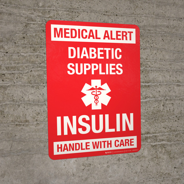 Medicsl Alert Diabetic Supplies Insulin Portrait - Wall Sign | Creative ...