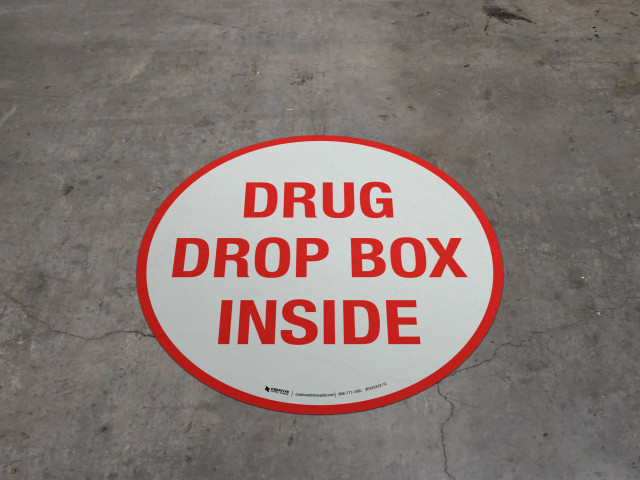 Drug Drop Box Inside Circular - Floor Sign | Creative Safety Supply