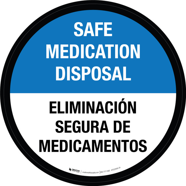 Safe Medication Disposal Bilingual Spanish Circular - Floor Sign ...