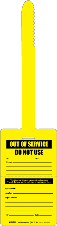 Out Of Service: Do Not Use - Self-Locking Tear-Off Tag