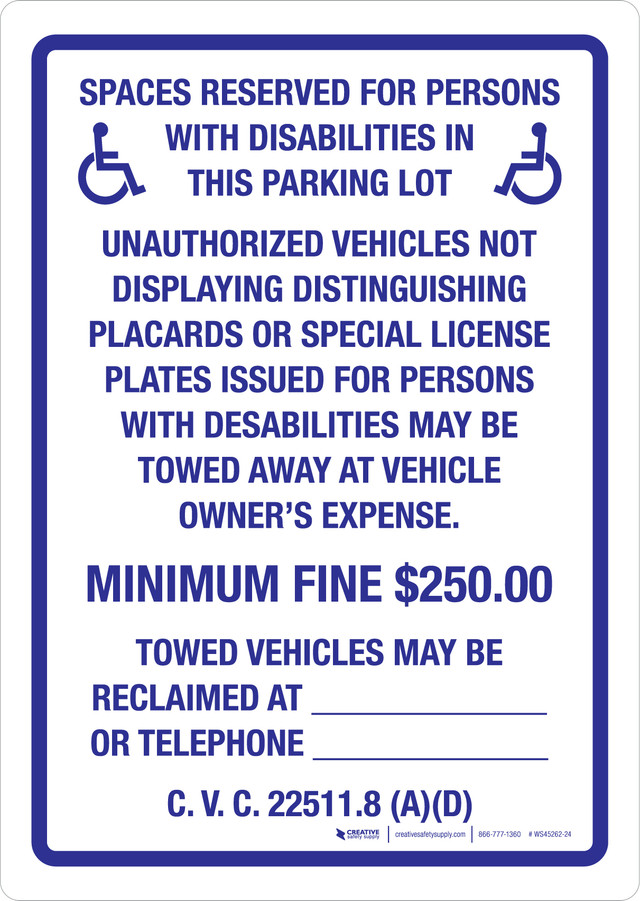 Spaces Reserved For Persons With Disabilities In This Parking Lot ...