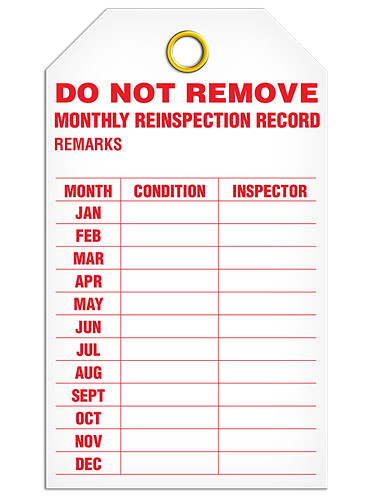 Monthly Inspection Record Tag