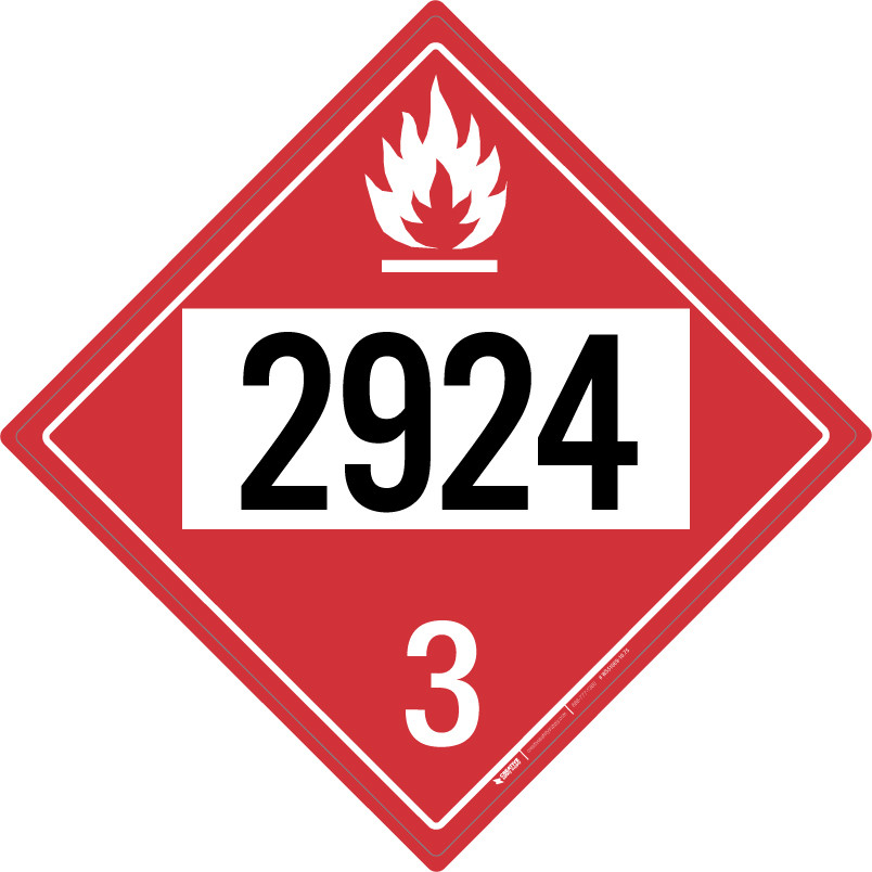 Flammable: Class 3 - UN2924 - Placard Sign