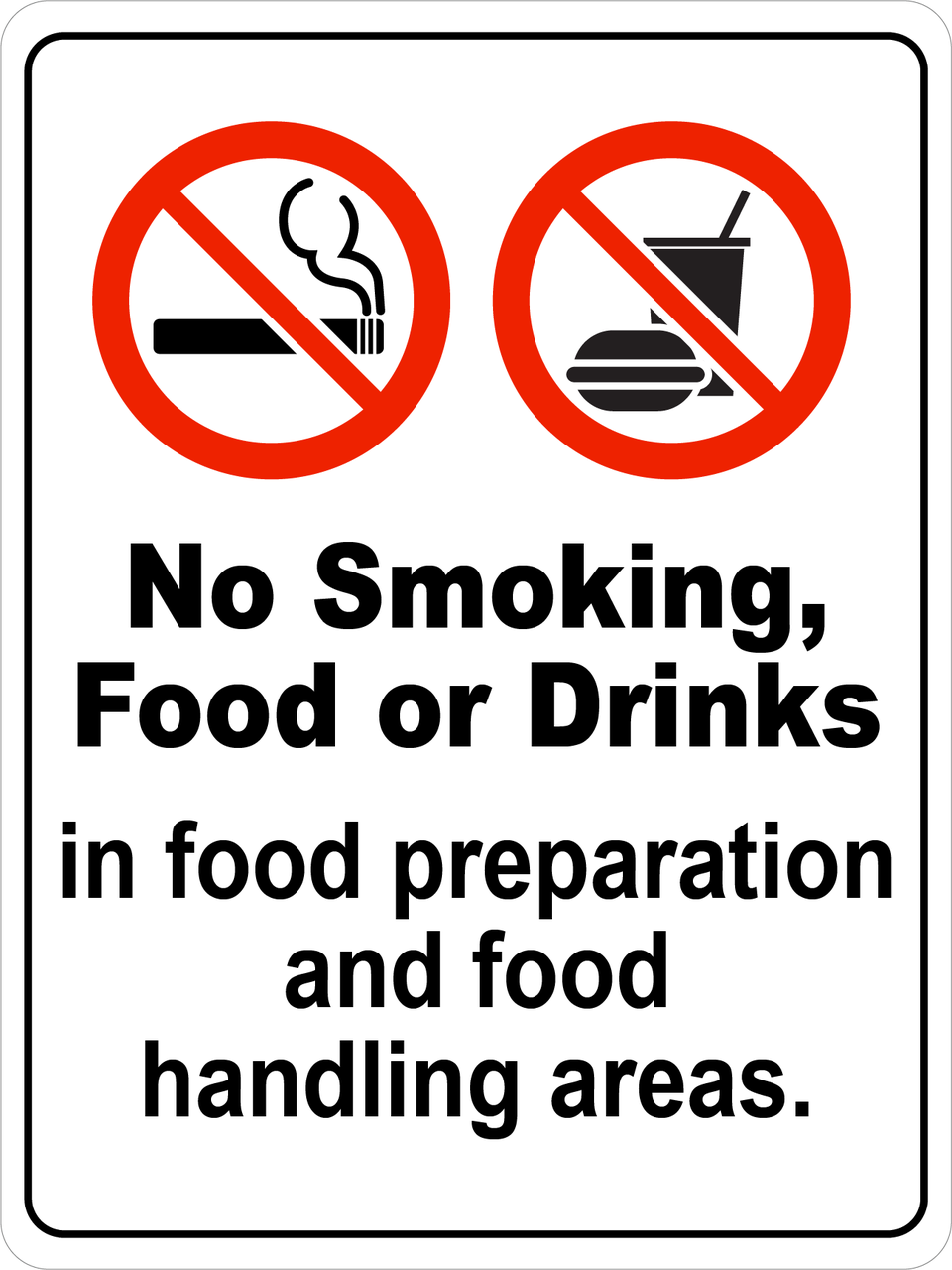 No Smoking, Food, or Drinks in Food Handling Areas Floor Sign