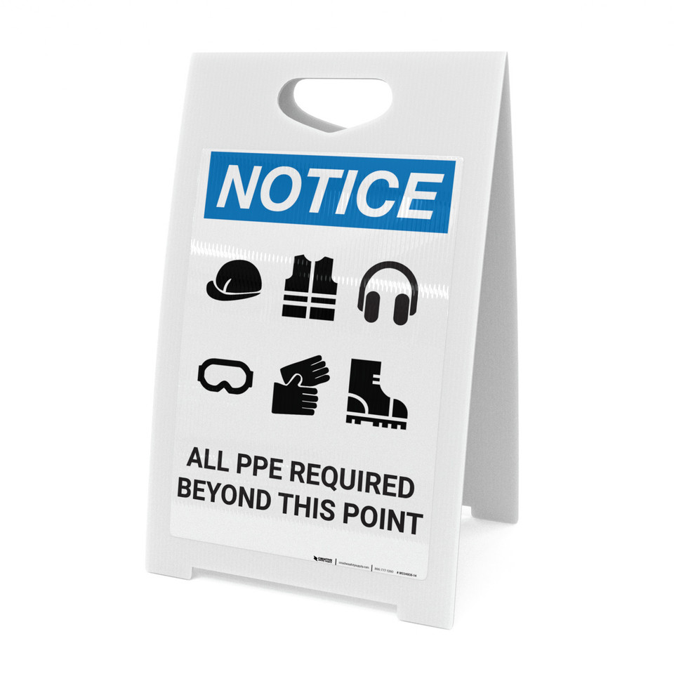 Notice: All Ppe Required Six PPE Icons - A-Frame Sign