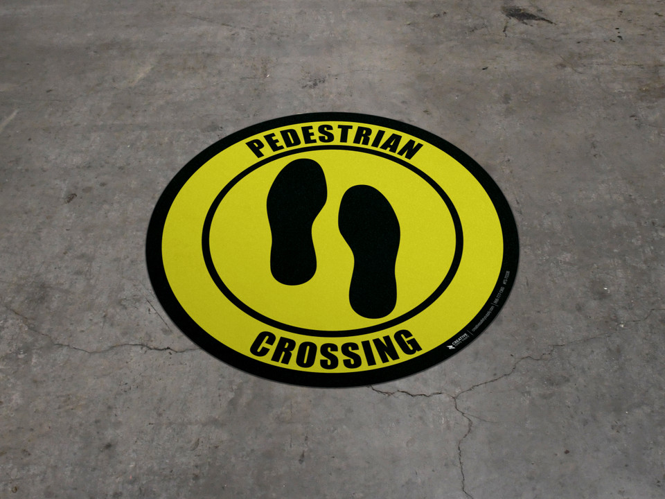 Pedestrian Crossing (Foot Prints) Floor Sign | Creative Safety Supply