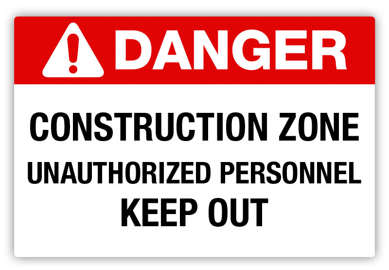Danger - Construction Zone Label