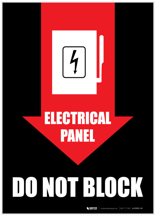 Electrical Panel Do Not Block/Arrow Down - Label | Creative Safety Supply