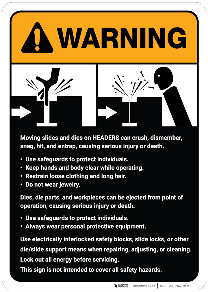 Warning: Moving Slides/Headers Guidelines ANSI - Wall Sign | Creative ...