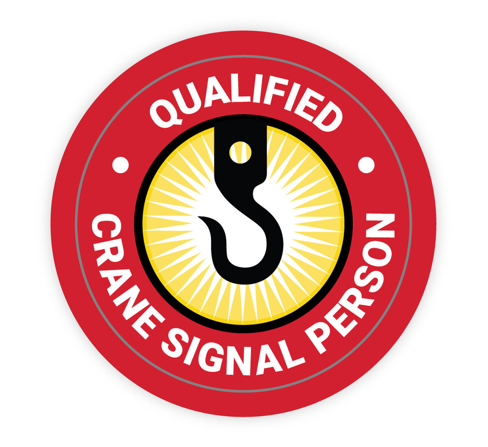 Qualified Crane Signal Person - Hard Hat Sticker