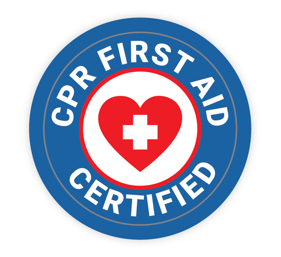 Basic Life Support Certified Blue with Icon - Hard Hat Sticker