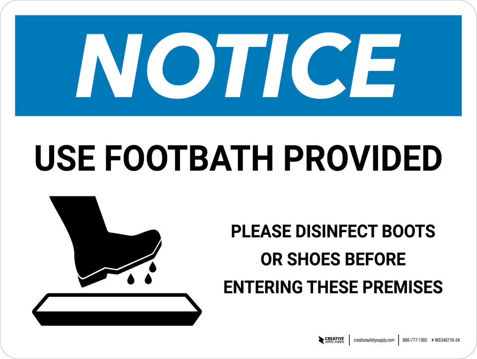 Notice: Use Footbath with Icon Landscape - Wall Sign