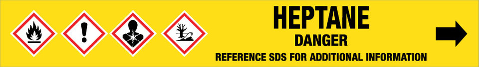 Heptane [CAS# 142-82-5] - GHS Pipe Marking Label