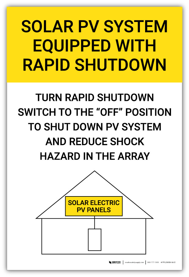Solar PV System Equipped With Rapid Shutdown Yellow Vertical - Arc ...