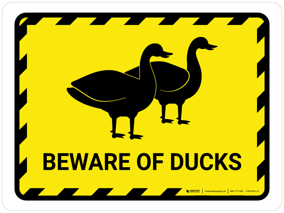 Beware Of Ducks Yellow Hazard Landscape - Wall Sign