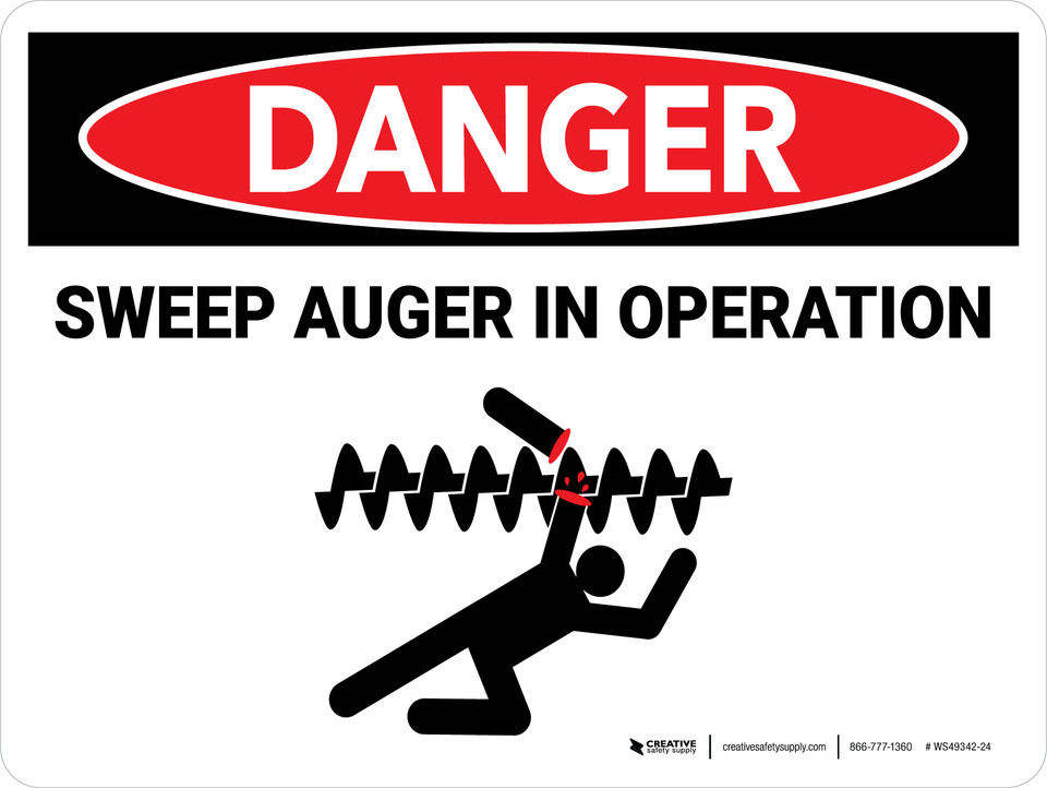 Danger: Sweep Auger In Operation Landscape - Wall Sign