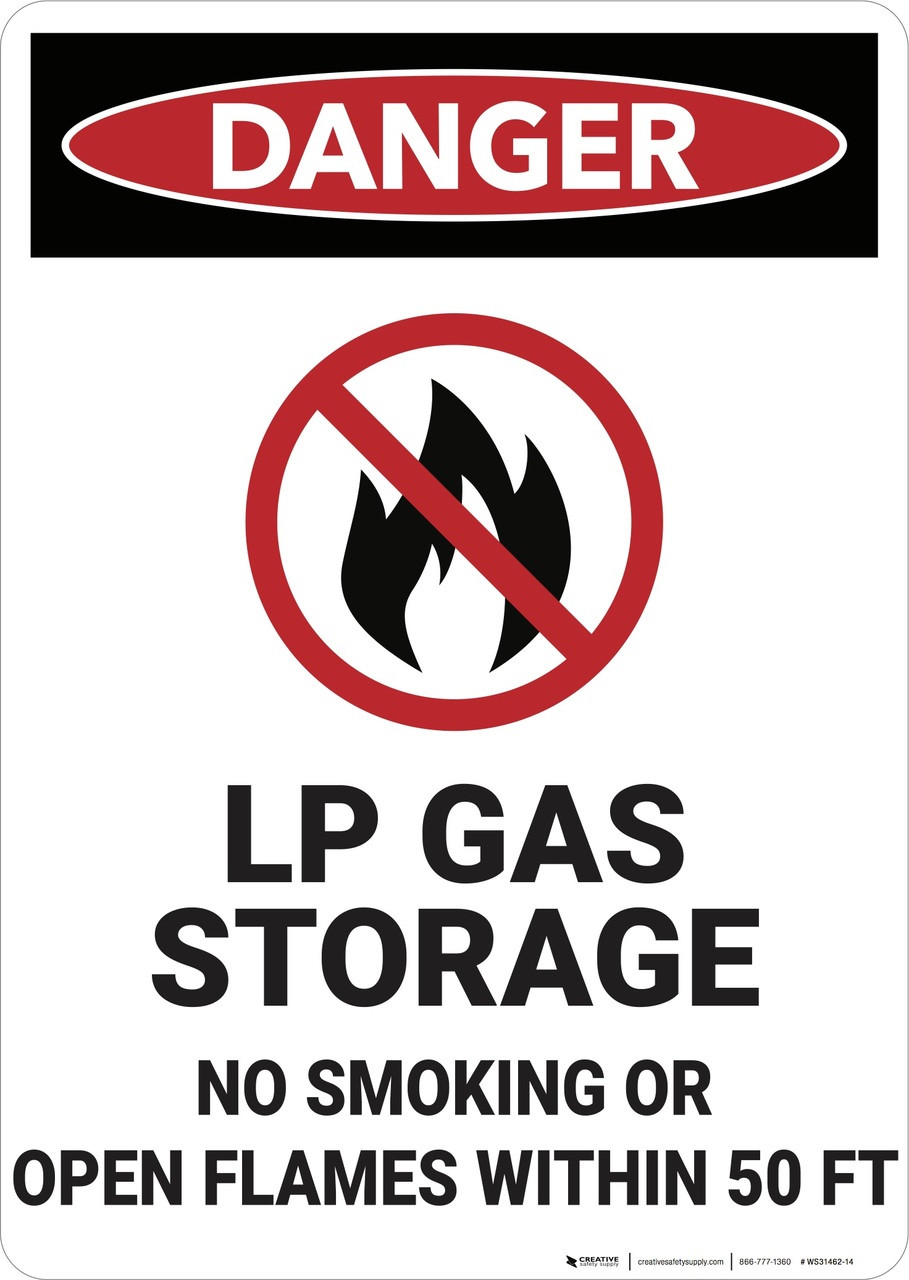 Danger: LP Gas Storage No Smoking - Wall Sign | Creative Safety Supply