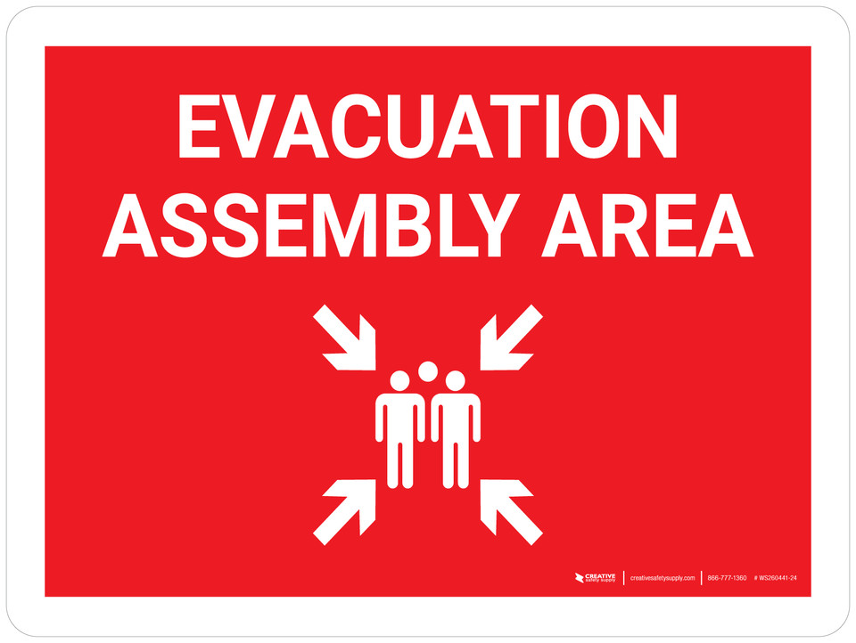Evacuation Assembly Area Landscape with Graphic - Wall Sign