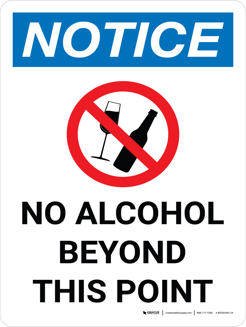 Notice: No Alcohol Beyond This Point Portrait with Icon - Wall Sign