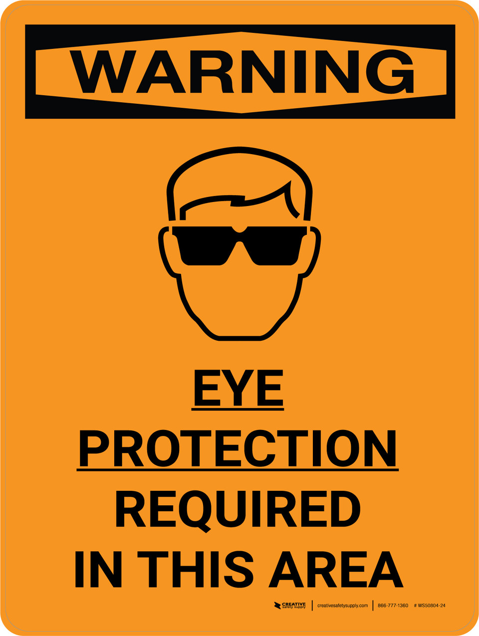 Warning: Ppe Eye Protection Required Portrait With Icon - Wall Sign