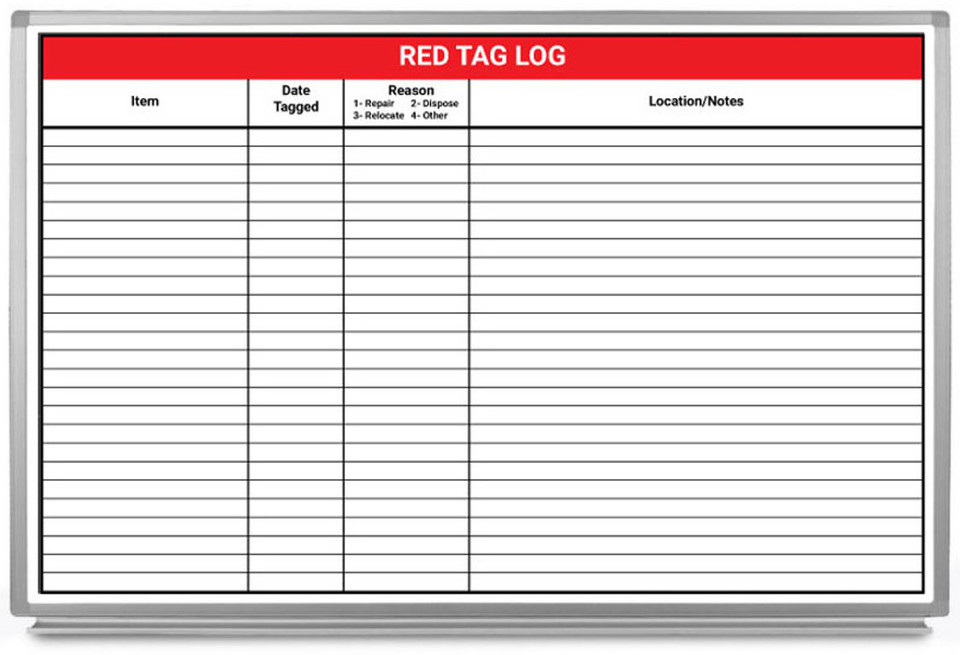 Red Tag Log Whiteboard