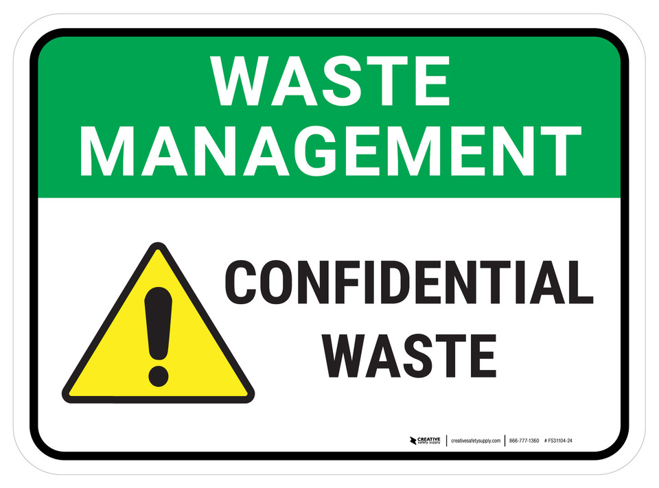 Waste Management: Confidential Waste with Hazard Icon Rectangular ...