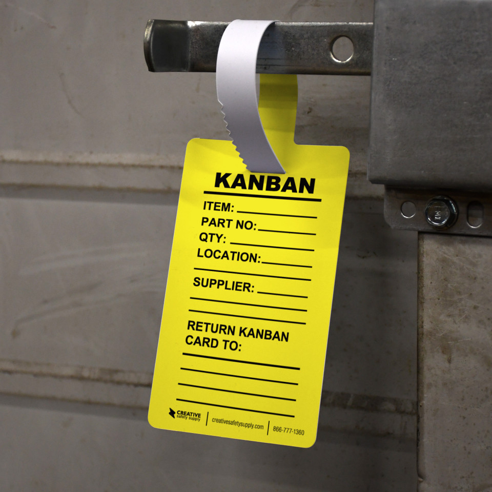 Kanban Yellow - Self-Locking Hang Tag | Creative Safety Supply