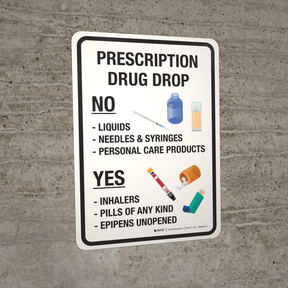 Prescription Drug Drop Portrait - Wall Sign | Creative Safety Supply