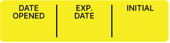 Date Opened, Exp Date, Initial - Pharmaceutical Auxiliary Label