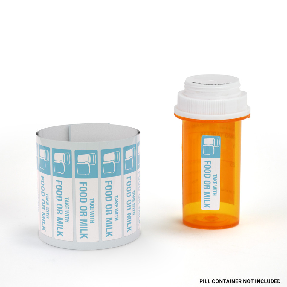 Take With Food Or Milk - Pharmaceutical Auxiliary Label | Creative ...