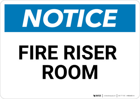 Notice: Fire Riser Room - Wall Sign
