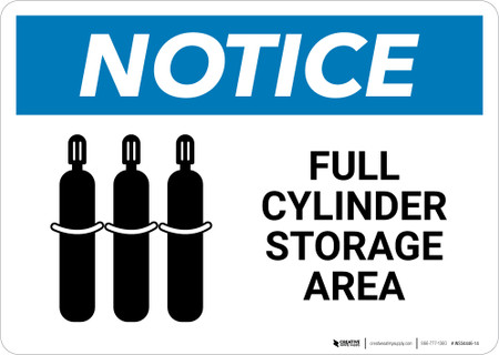 Notice: Full Cylinder Storage Area with Icon Landscape - Wall Sign