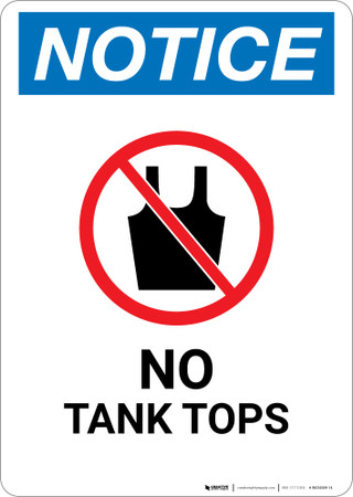 Notice: No Tank Tops with Icon - Wall Sign