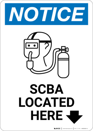 Notice: SCBA Located Here with Graphic - Wall Sign