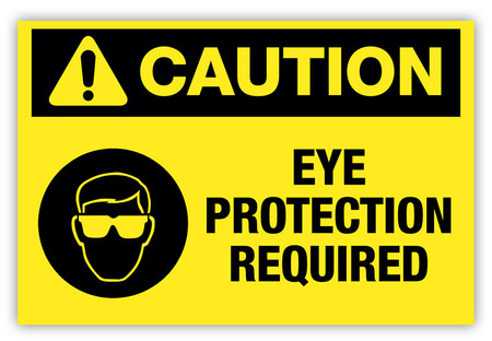 Caution - Eye Protection Required Label - Yellow