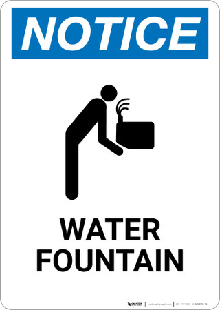 Notice: Water Fountain with Icon - Wall Sign