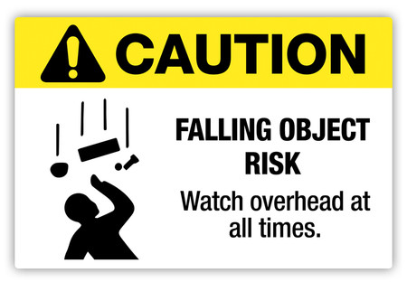 Caution - Falling Object Risk Label