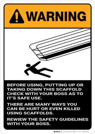 Warning: Check Scaffold Before Use with Graphic Portrait ANSI - Wall ...