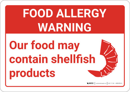 Warning: Food Allergy Warning Food May Contain Shellfish with Icon ...