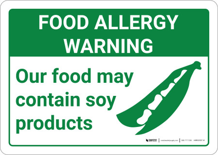Warning: Food Allergy Warning Food May Contain Soy with Icon Landscape ...