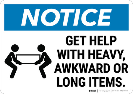 Notice: Get Help With Heavy Awkward Long Items Team Lift Icon Landscape ...