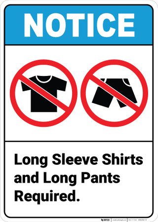 Notice: Long Sleeve Shirts Pants Required Tshirt Shorts Prohibited Icon ...
